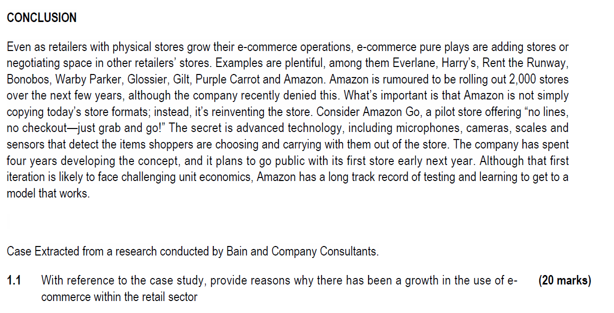 Solved CONCLUSION Even as retailers with physical stores | Chegg.com