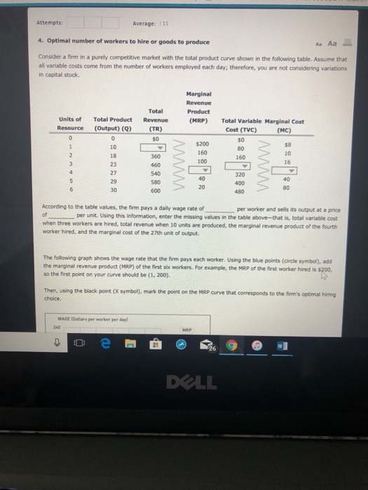 Solved Attempts: Average: /11 4. Optimal number of workers | Chegg.com