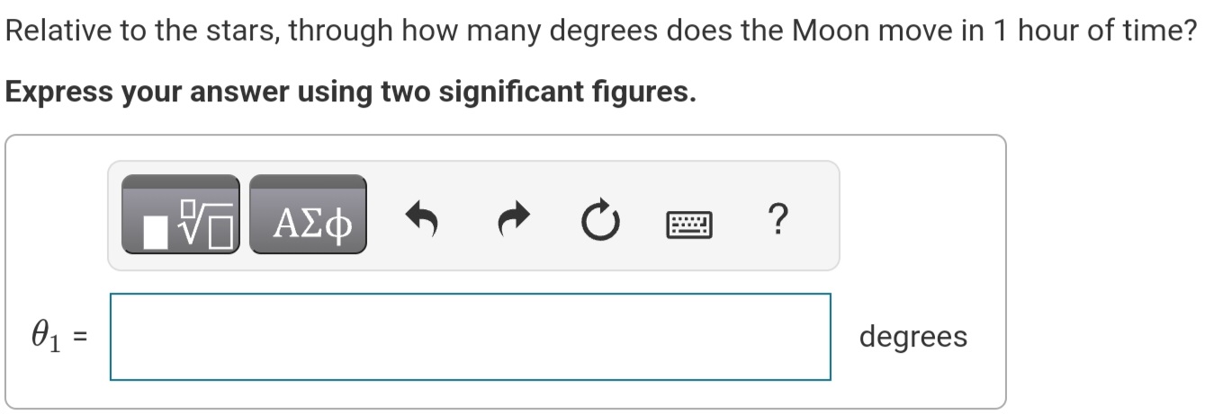 Solved Relative to the stars, through how many degrees does | Chegg.com