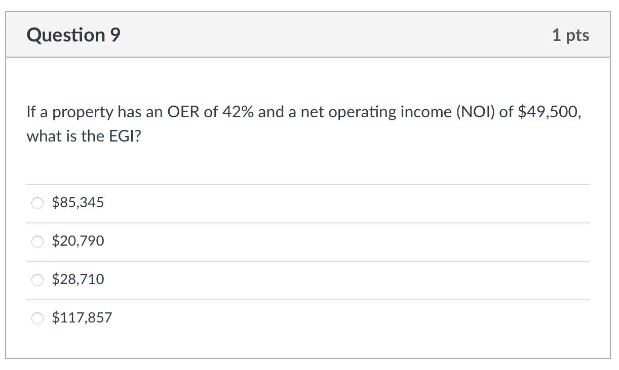 Solved If a property has an OER of 42% and a net operating | Chegg.com