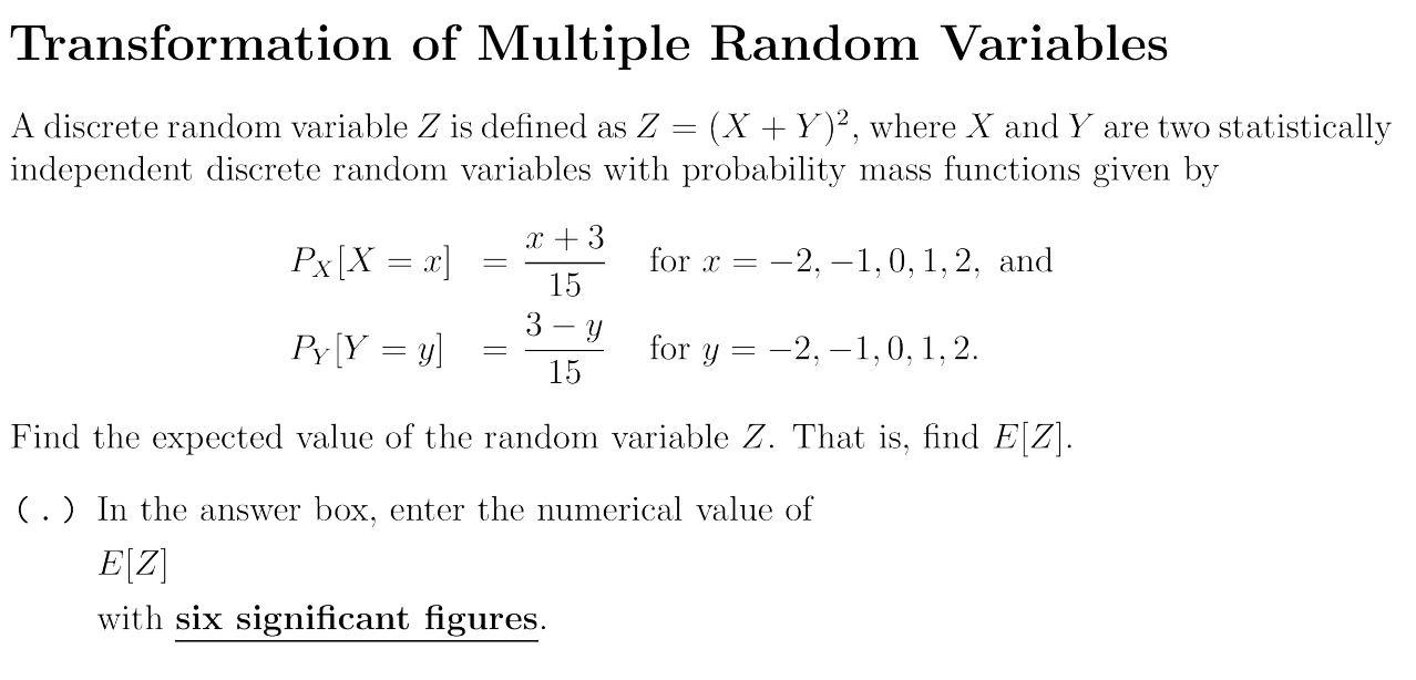 Solved Transformation of Multiple Random Variables A | Chegg.com