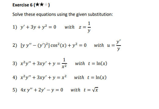 Solved Exercise 6(******)Solve these equations using the | Chegg.com