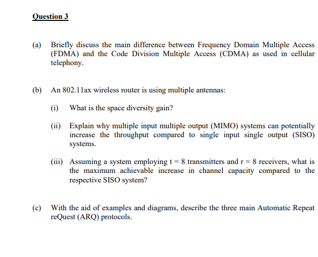 Question 3(a) ﻿Briefly discuss the main difference | Chegg.com
