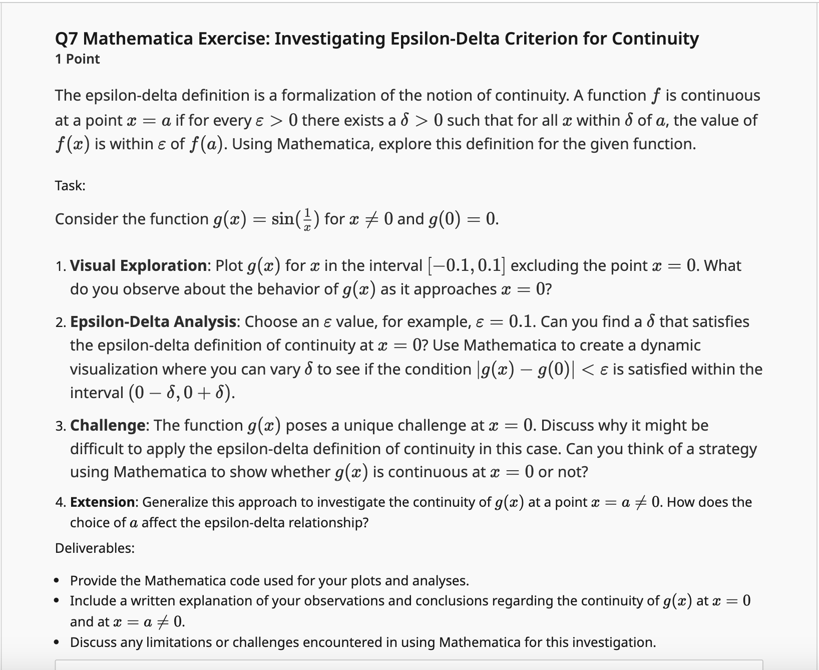 Solved Q7 Mathematica Exercise: Investigating Epsilon-Delta | Chegg.com