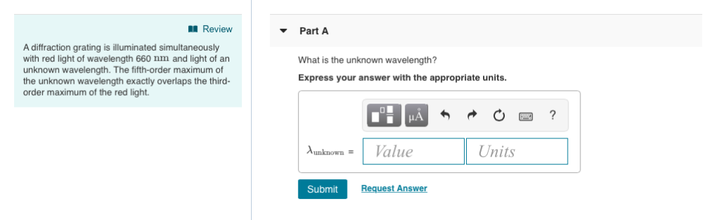 Solved Review Part A A diffraction grating is illuminated | Chegg.com
