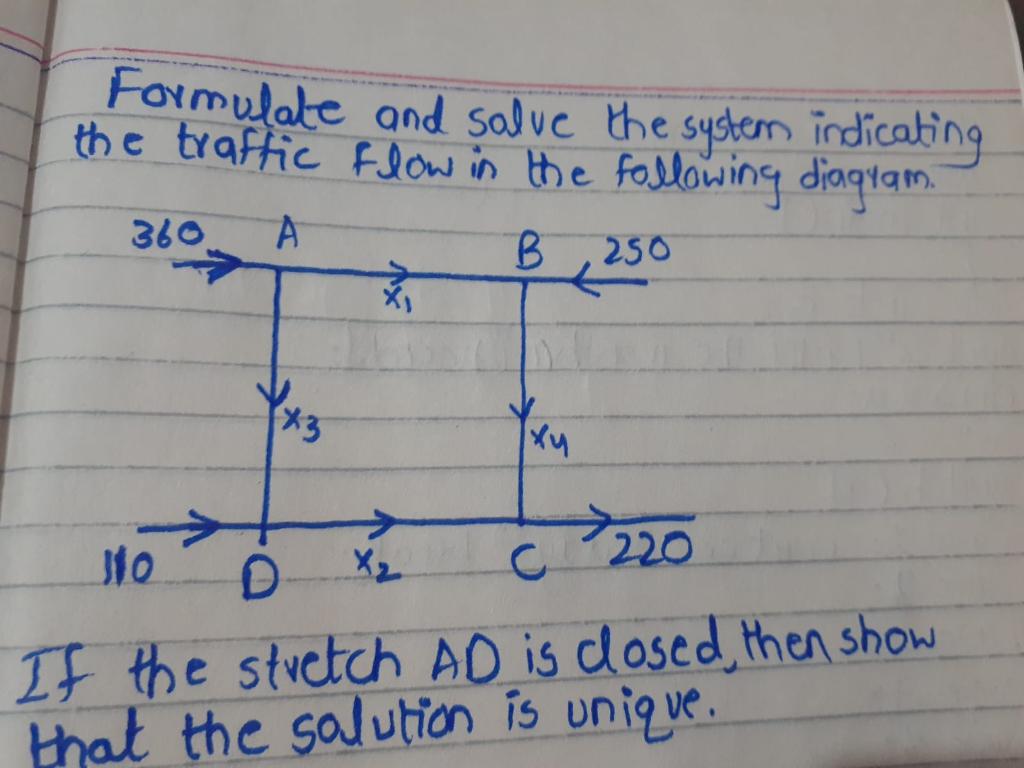 Solved Formulate and solve the system indicating the traffic | Chegg.com