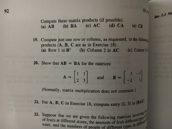 Solved 16. Indicate which pairs of the following matrices | Chegg.com