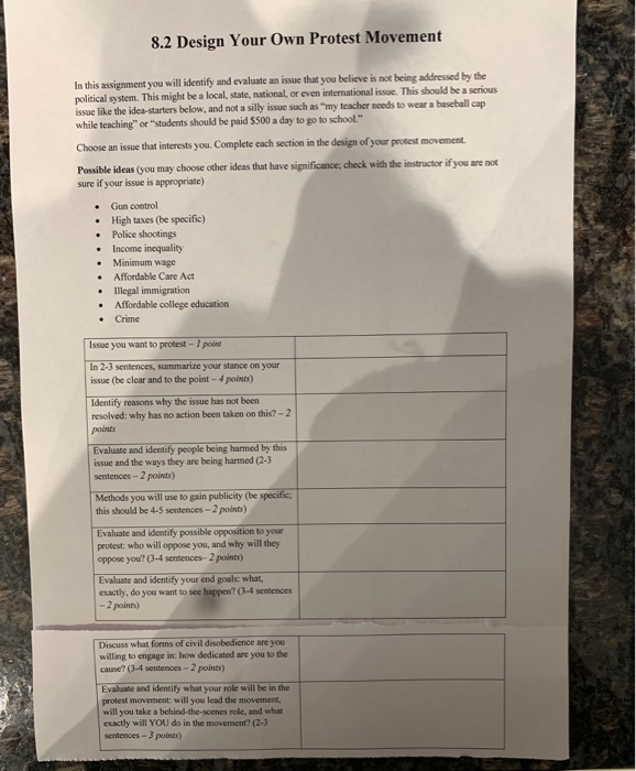 Solved 8.2 Design Your Own Protest Movement In this | Chegg.com