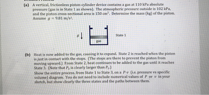 Solved A vertical, frictionless piston-cylinder device | Chegg.com