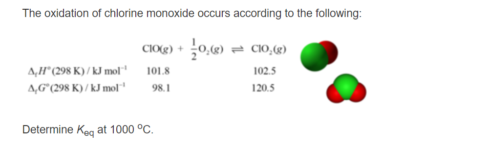 Solved The oxidation of chlorine monoxide occurs according | Chegg.com