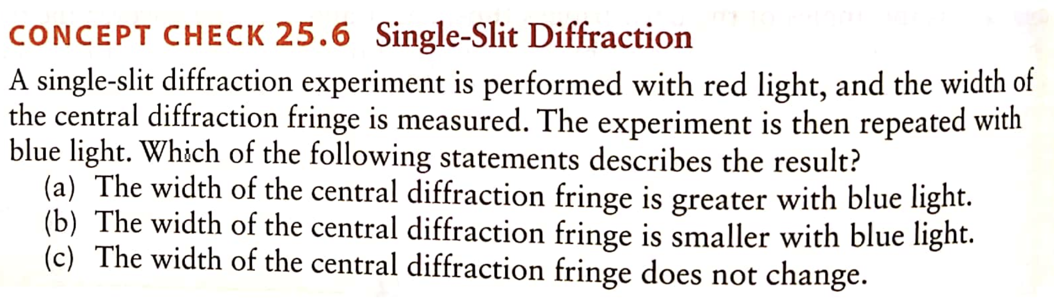 Solved CONCEPT CHECK 25.6 Single-Slit Diffraction A | Chegg.com