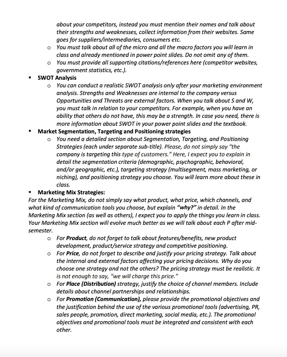 Solved Marketing Plan Assignment Summer 2021 As summarized | Chegg.com