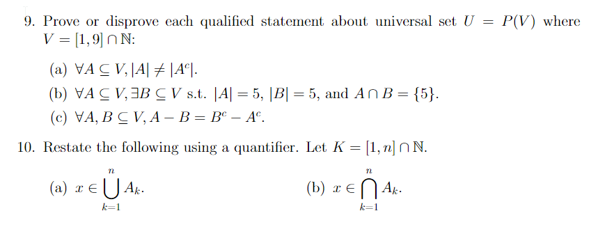 Solved = 9. Prove or disprove each qualified statement about | Chegg.com