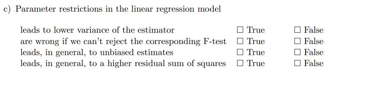 Parameter Restrictions In The Linear Regression Model 