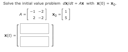 Solved Solve the initial value problem dx/dt = Ax with x(0) | Chegg.com