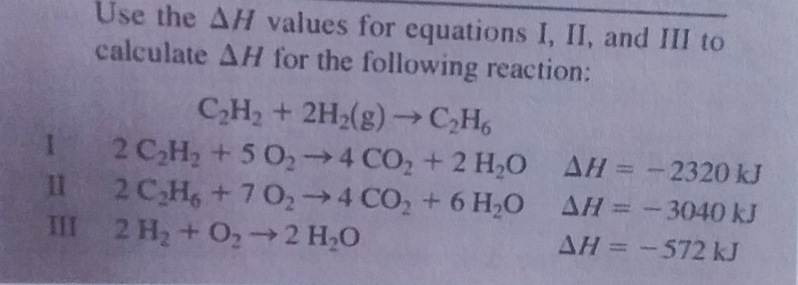 Solved Use the AH values for equations I, II, and III to | Chegg.com