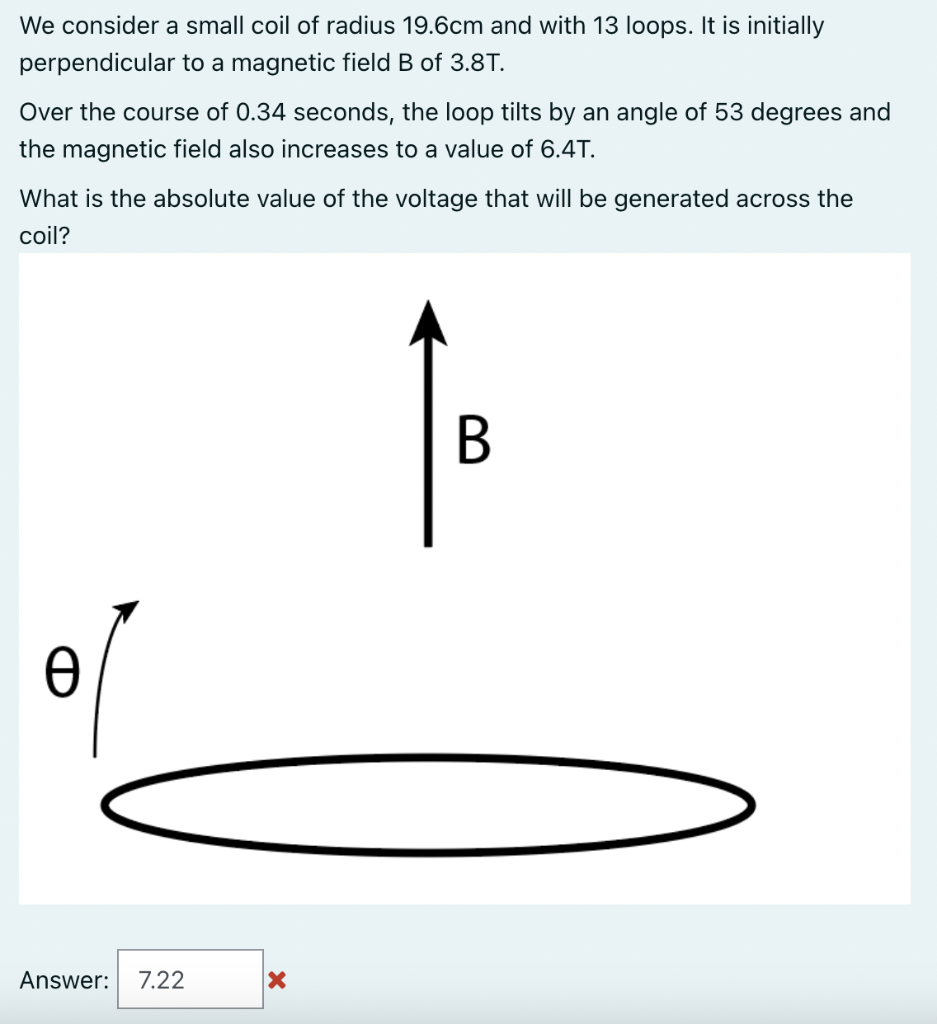 Solved We consider a small coil of radius 19.6 cm and with | Chegg.com