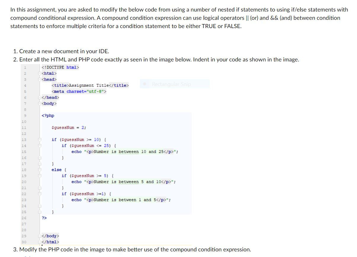 Solved In this assignment, you are asked to modify the below | Chegg.com