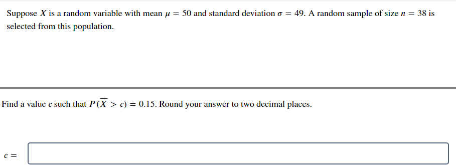 Solved Suppose X Is A Random Variable With Mean μ 50 And