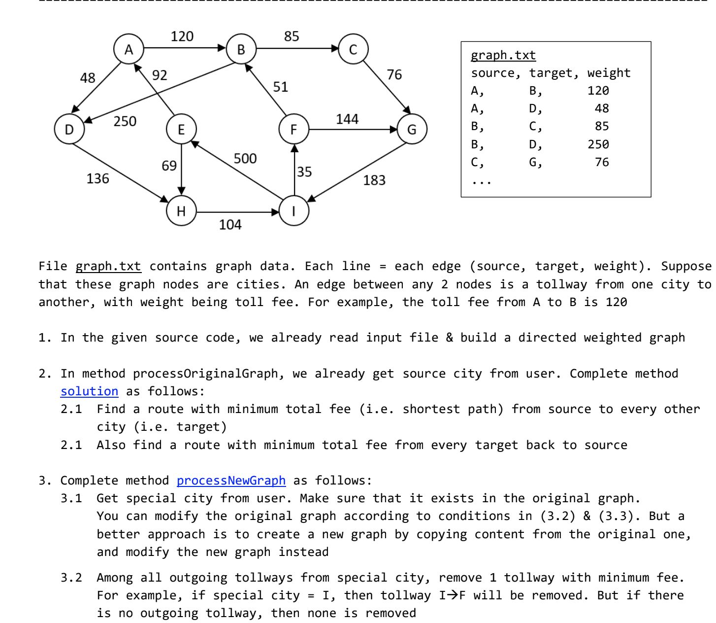 Solved Modify this code to do the followinggraph.txtsource, | Chegg.com