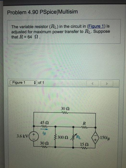 Solved Problem 4.90 PSpice|Multisim The variable resistor | Chegg.com