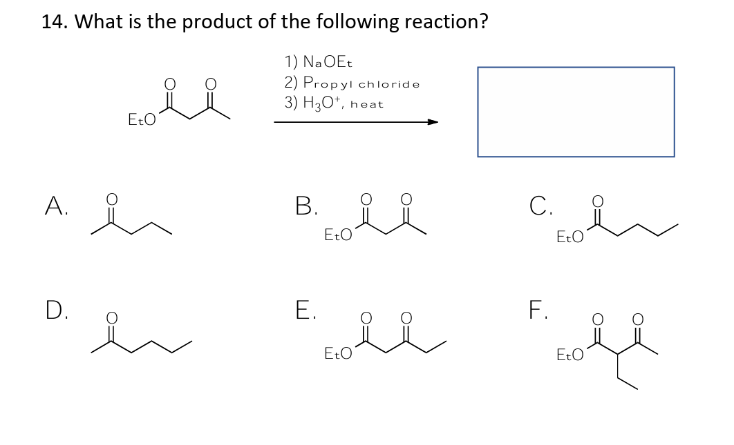Solved 14. What is the product of the following reaction? 1) | Chegg.com