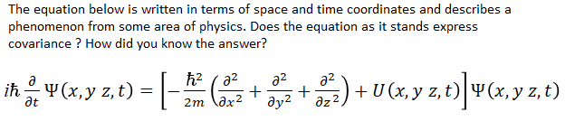 Solved The equation below is written in terms of space and | Chegg.com