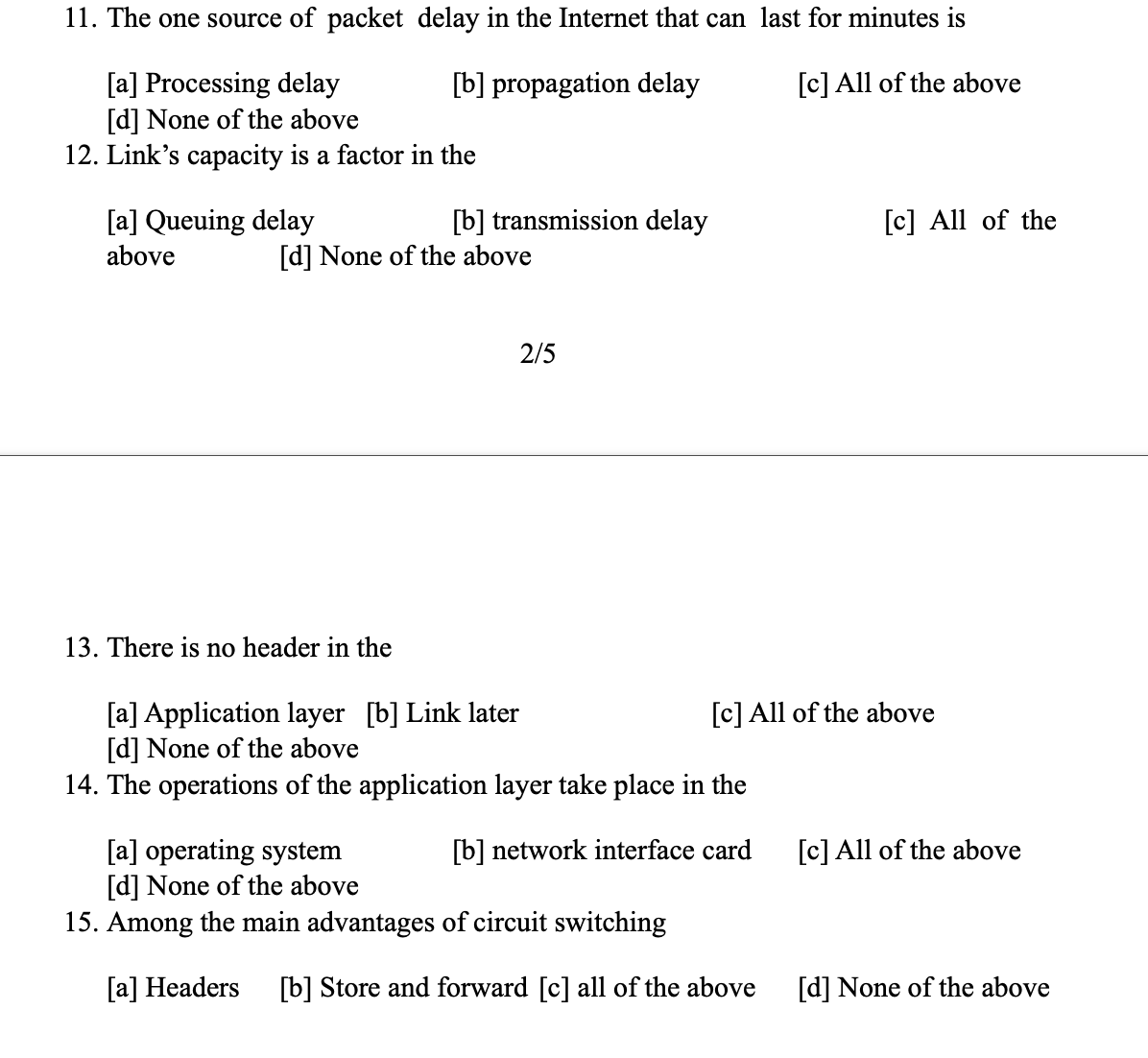 Solved 11. The one source of packet delay in the Internet | Chegg.com