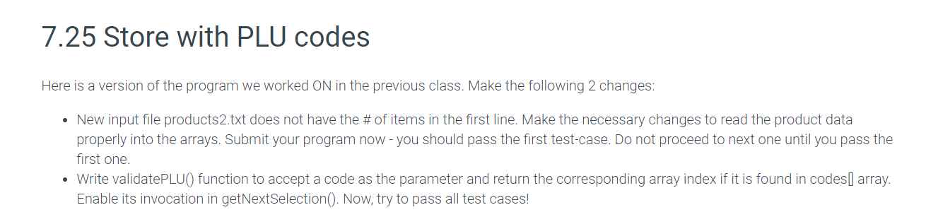 7.25 Store with PLU codes Here is a version of the | Chegg.com