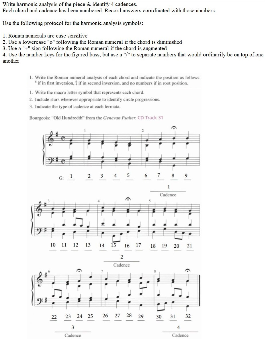 Write harmonic analysis of the piece & identify 4 | Chegg.com