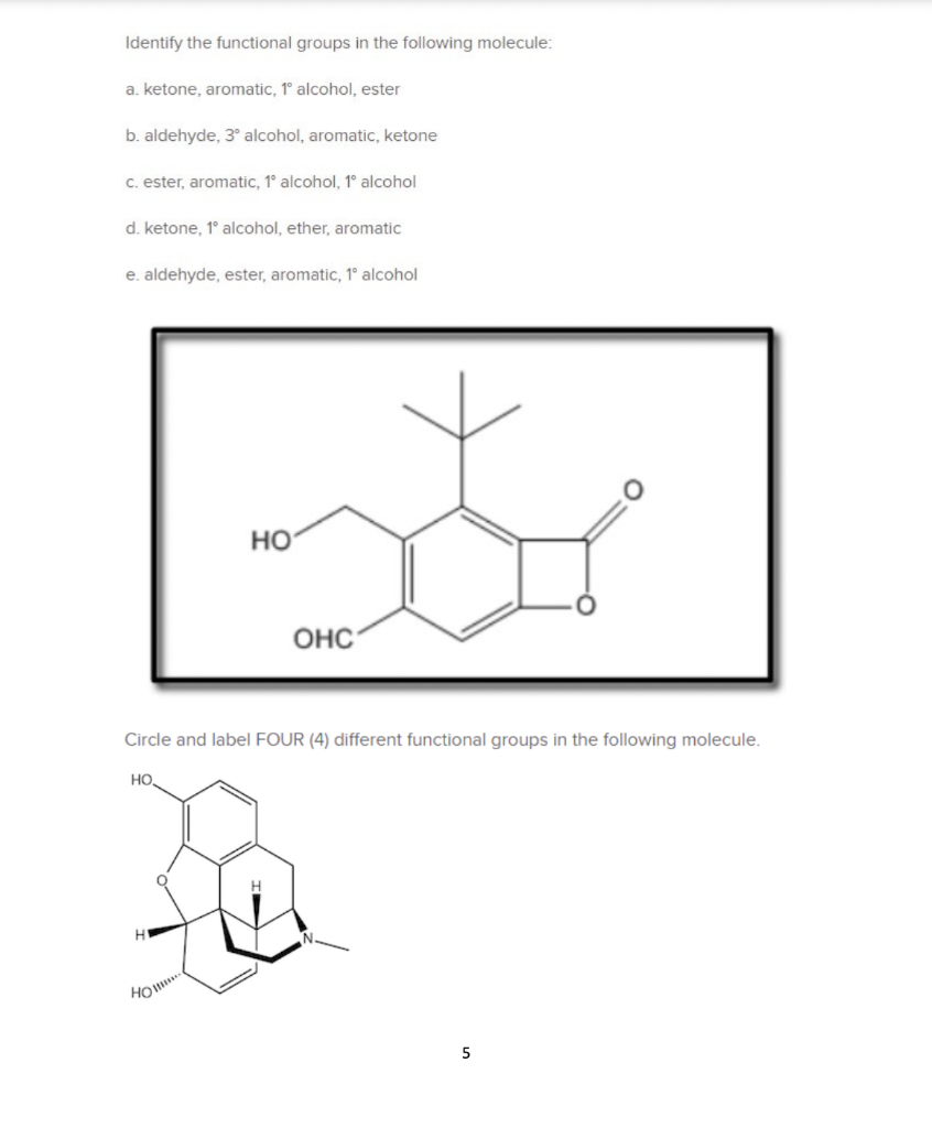Solved Identify the functional groups in the following | Chegg.com