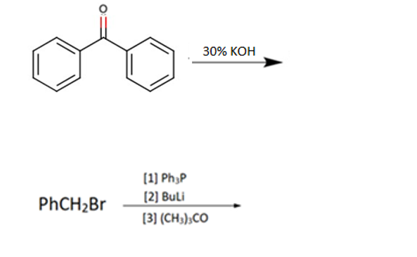 Solved 30% KOH PhCH2Br (1) Php (2) Buli (3) (CH3)3CO | Chegg.com