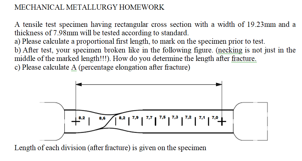 Solved MECHANICAL METALLURGY HOMEWORKA tensile test specimen | Chegg.com