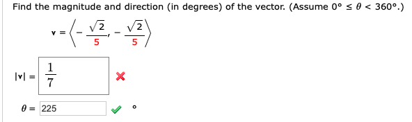 Solved Find the magnitude and direction (in degrees) of the | Chegg.com