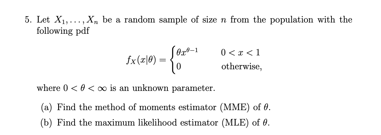 Solved Let x1,dots,xn be ﻿a random sample of ﻿size n ﻿from | Chegg.com