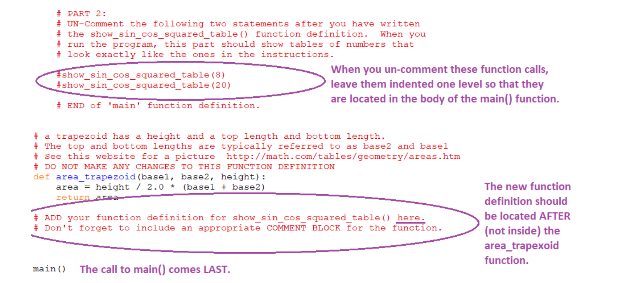 Solved Part 1 -- CALLING an existing function: Study the | Chegg.com