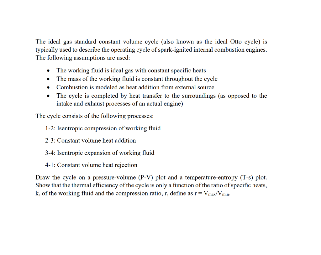 Solved . The ideal gas standard constant volume cycle (also | Chegg.com
