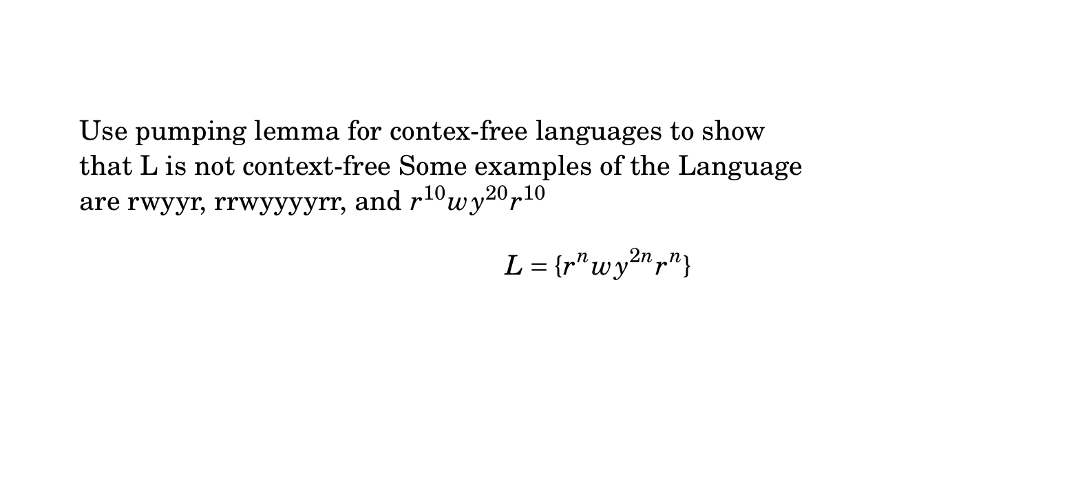 Solved Use pumping lemma for contex-free languages to show | Chegg.com