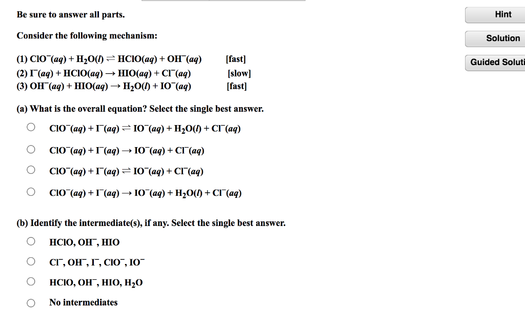 Solved Be sure to answer all parts. Consider the following | Chegg.com
