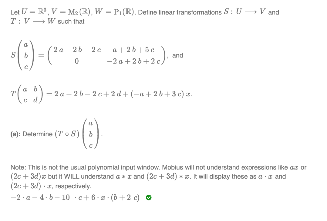 Solved Let U = R3, V = M2 (R), W = P1(R). Define linear | Chegg.com