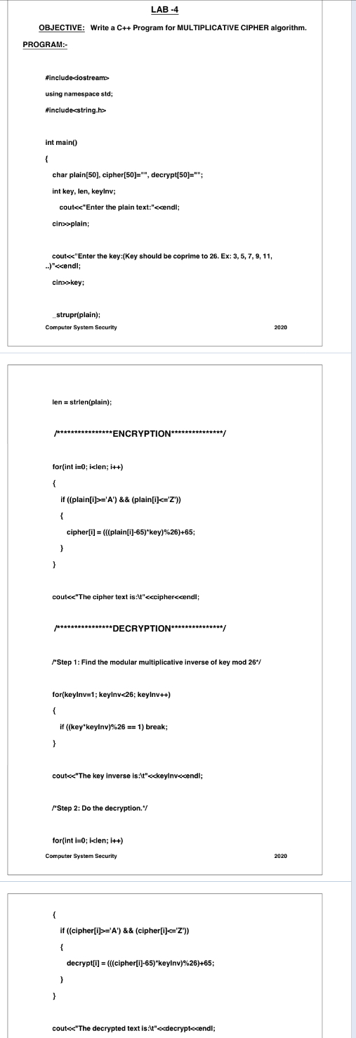 Solved LAB-4 OBJECTIVE: Write a C++ Program for | Chegg.com