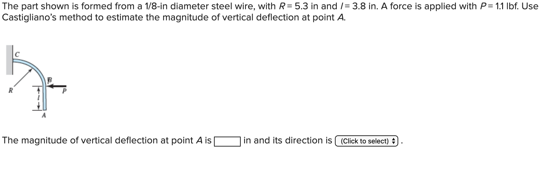 Solved The part shown is formed from a 1/8-in diameter steel | Chegg.com
