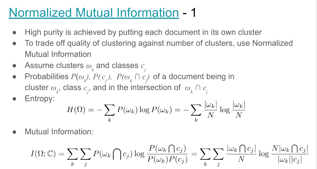 Solved Normalized Mutual Information - 1 .High purity is | Chegg.com