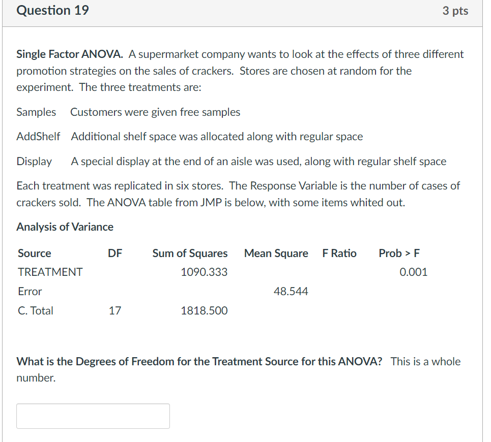 Solved Single Factor ANOVA. A supermarket company wants to | Chegg.com
