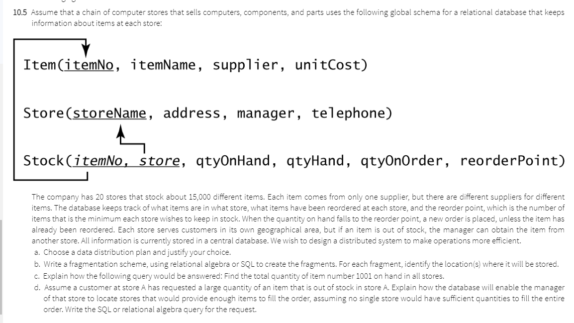 Solved 10.5 Assume that a chain of computer stores that | Chegg.com