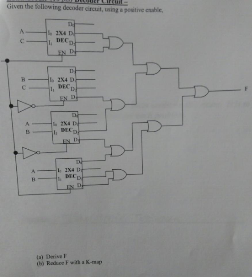 Solved Given the following decoder circuit, using a positive | Chegg.com