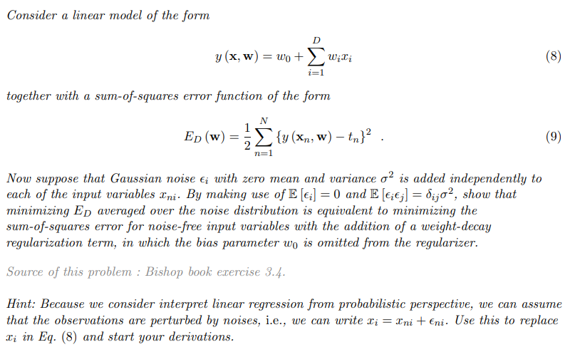 Solved Consider a linear model of the form | Chegg.com