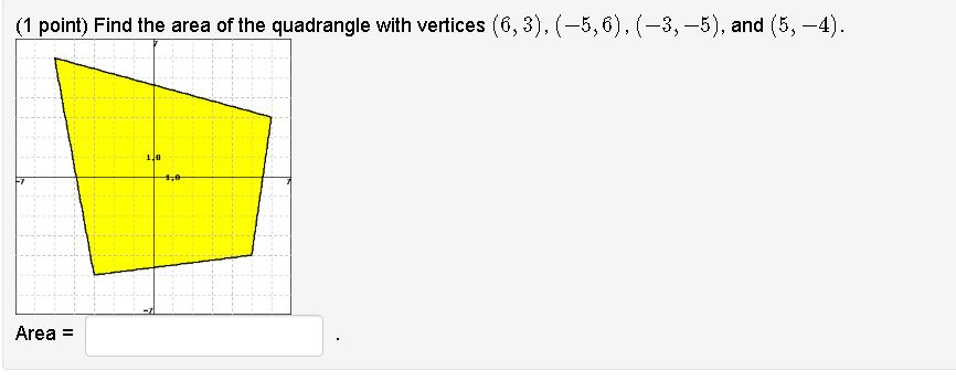 Solved (1 point) Find the area of the quadrangle with | Chegg.com