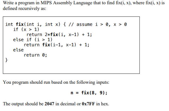 Solved Write a program in MIPS Assembly Language that to | Chegg.com