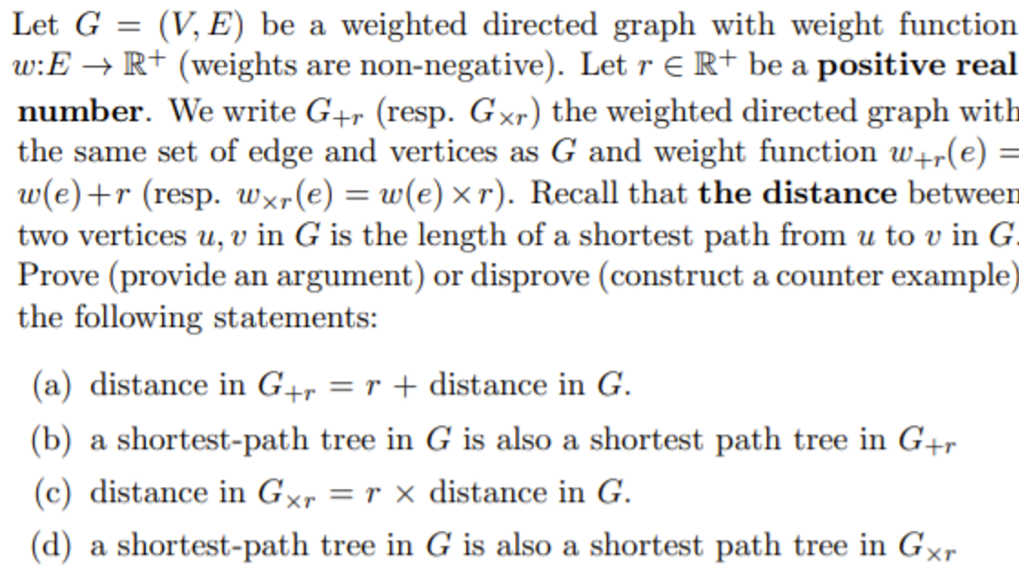 = Let G = (V, E) be a weighted directed graph with | Chegg.com